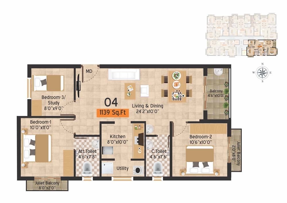 1139 sq ft 3 BHK 2T Apartment for Sale in Rohini Property Developers ...