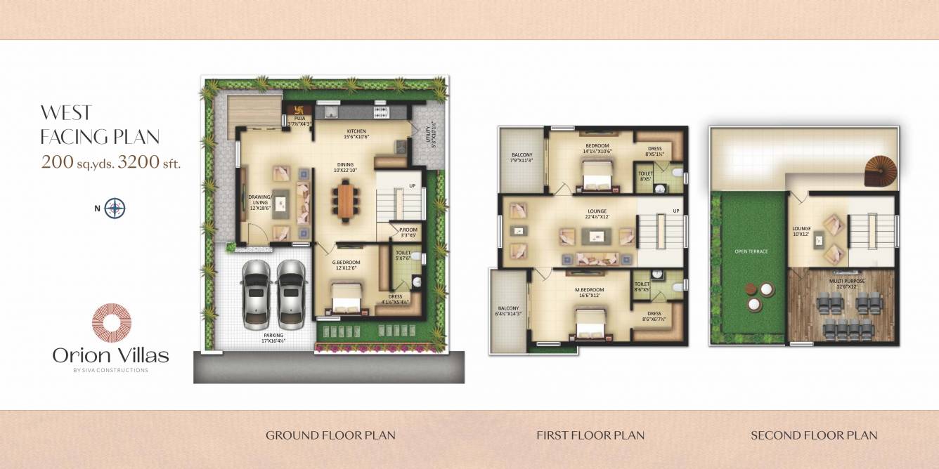 3200 sq ft 3 BHK 3T Villa for Sale in Siva Constructions Guntur Orion ...