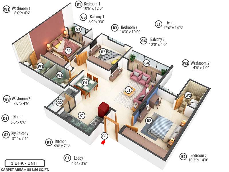 862 sq ft 3 BHK 3T Apartment for Sale in Nisarg Royal Developers Royal ...