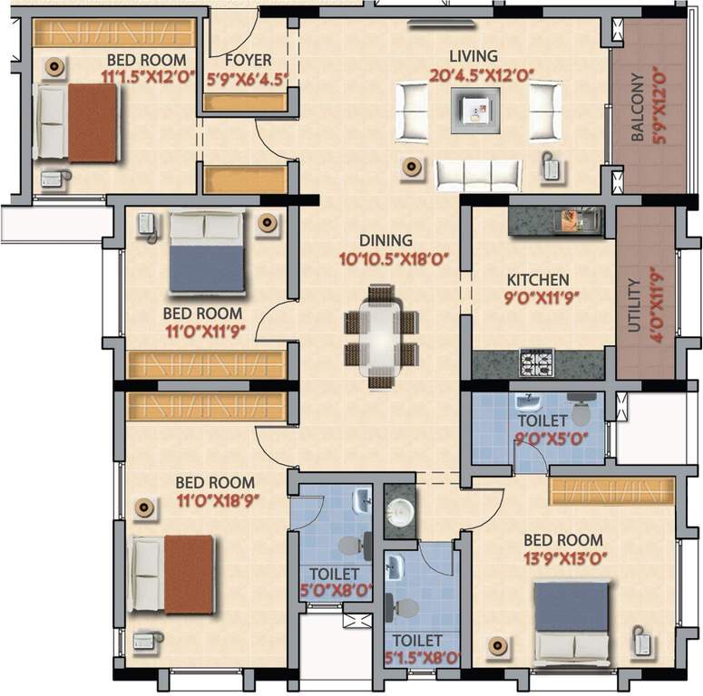 2357 sq ft 4 BHK 3T Apartment for Sale in Srivari Infrastructures ...
