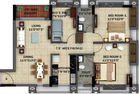 1400 Sq Ft House Plan 2 Bedroom 2 Bath