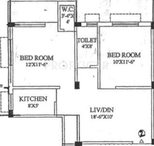 850 Sq Ft Floor Plan 850 Sq Ft 2 BHK Floor Plan Image Vihang Group