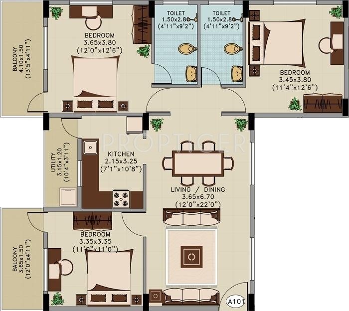 1330 Sq Ft 3 Bhk 2t Apartment For Sale In Ahad Builders Silver Pearl