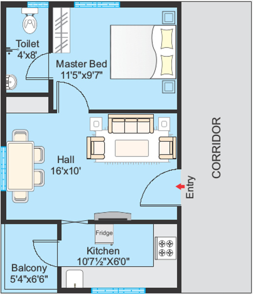 590 sq ft 1 BHK 1T Apartment for Sale in Modi Builders And Realtors Lotus Homes Cheeriyal Hyderabad